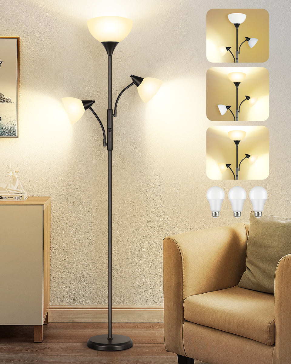 OUTON Torchiere Floor Lamp with Reading Light for Living Room, LED Sta