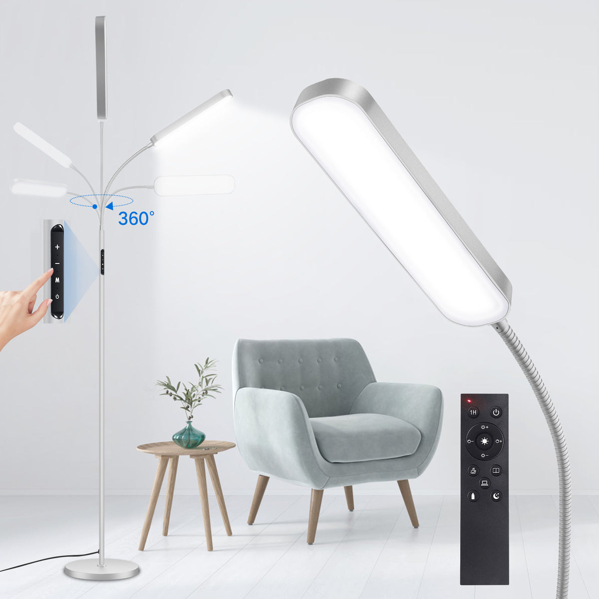 OUTON LED Floor Lamp with Remote Touch Control Adjustable Standing Rea