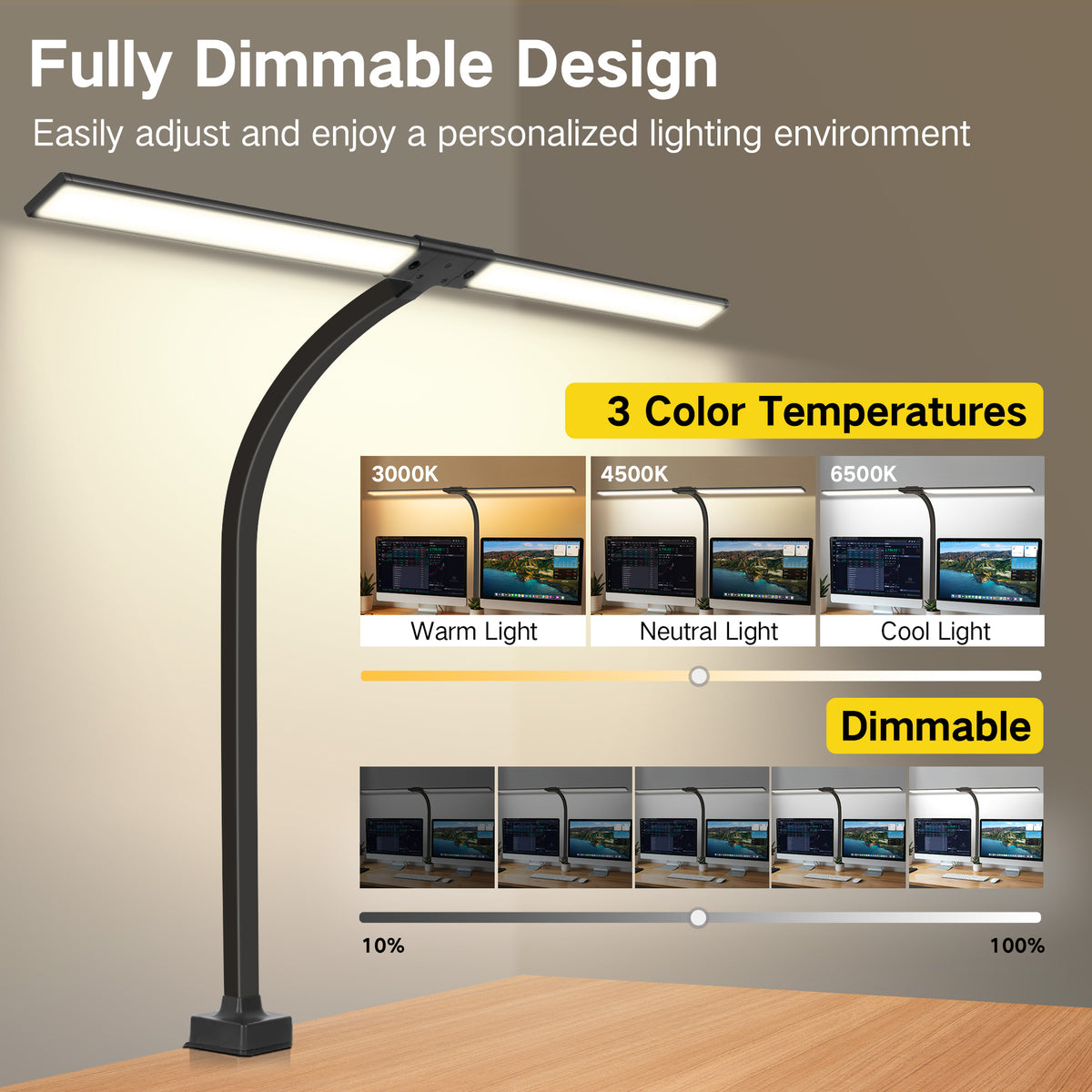 OUTON Led Desk Lamps for Office with Clamp, 360 Adjustable Eye Office